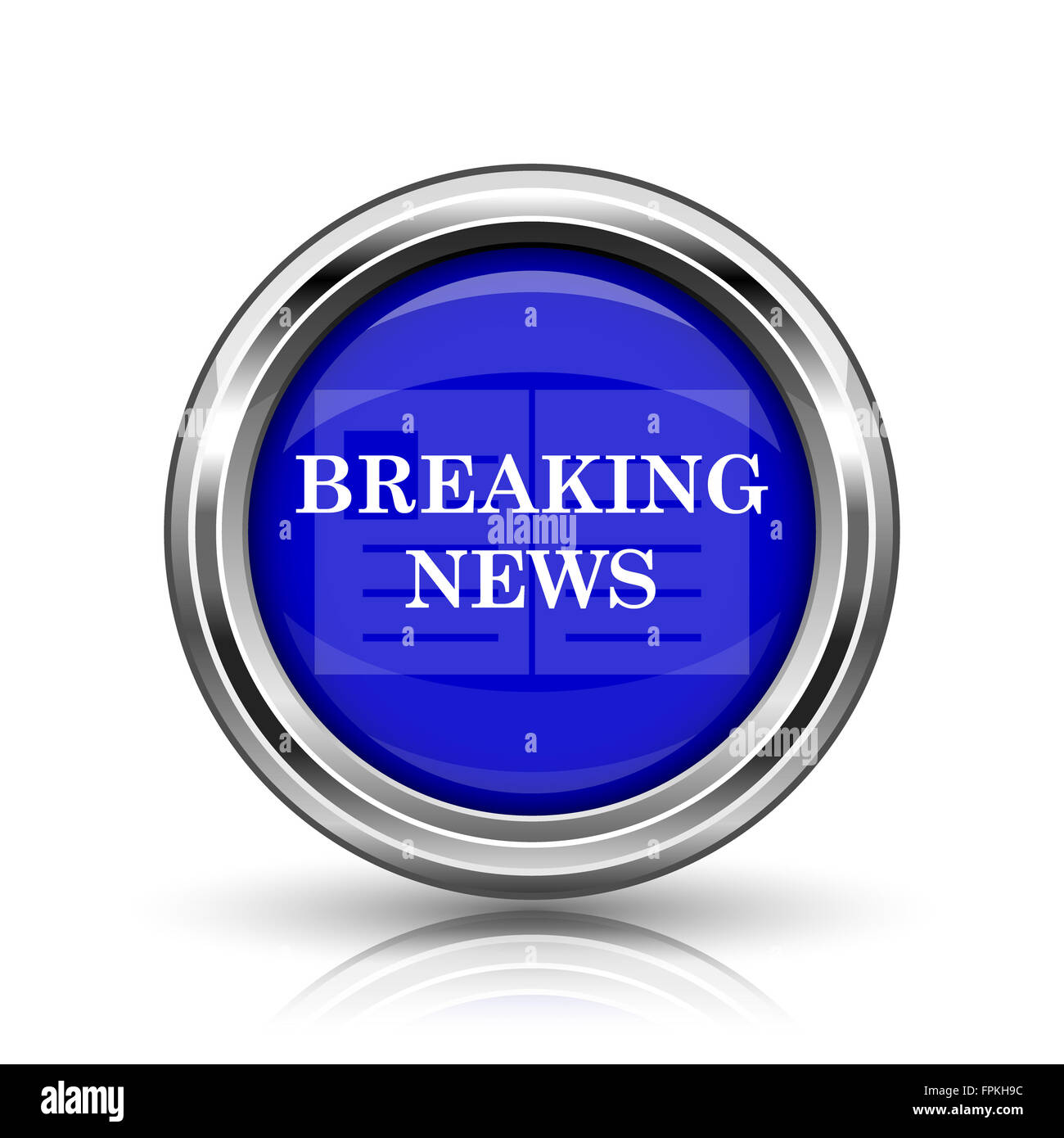 Breaking news icon. Shiny glossy internet button on white background ...