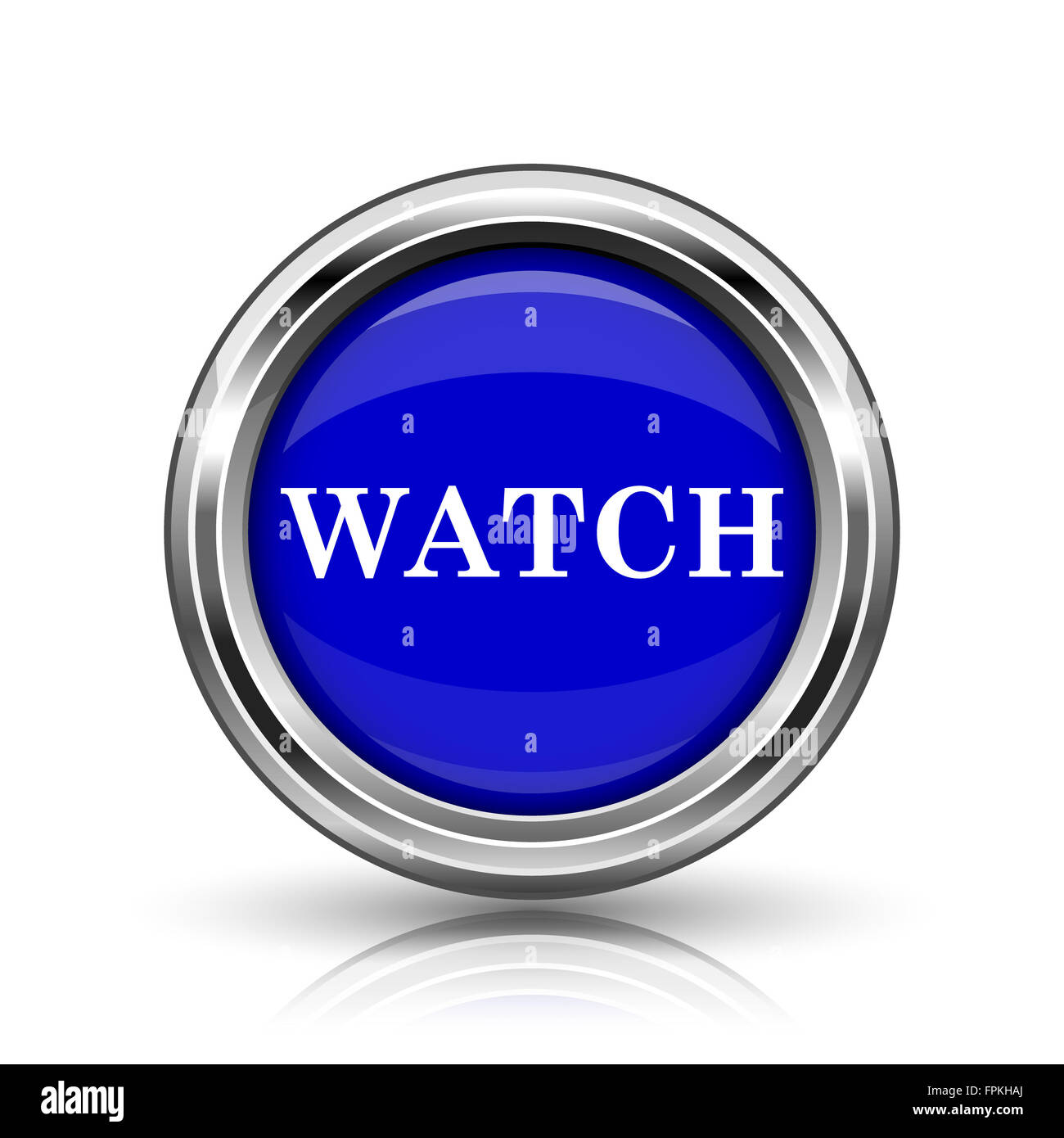Watch icon. Shiny glossy internet button on white background Stock ...