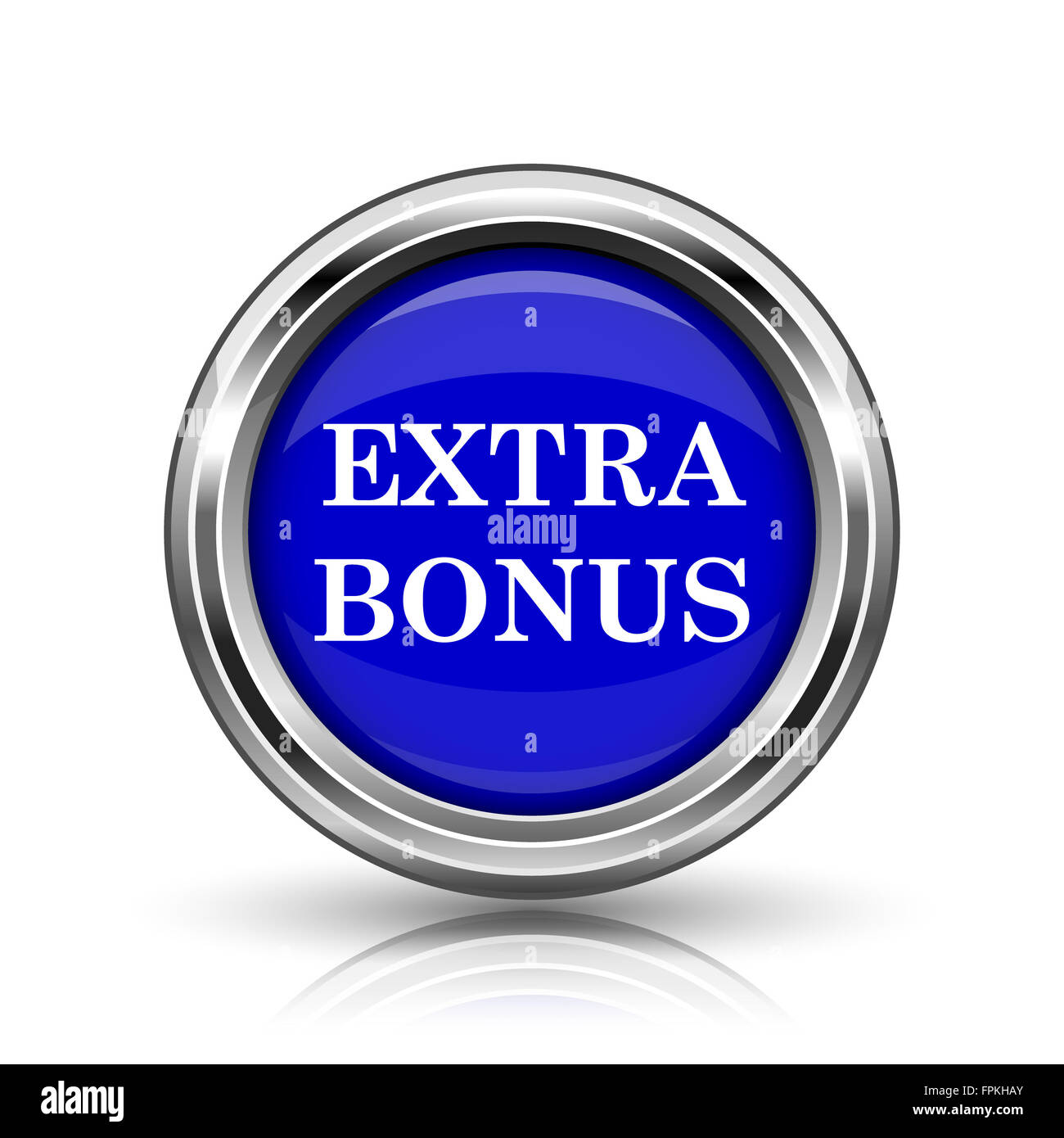 Extra bonus icon. Shiny glossy internet button on white background ...