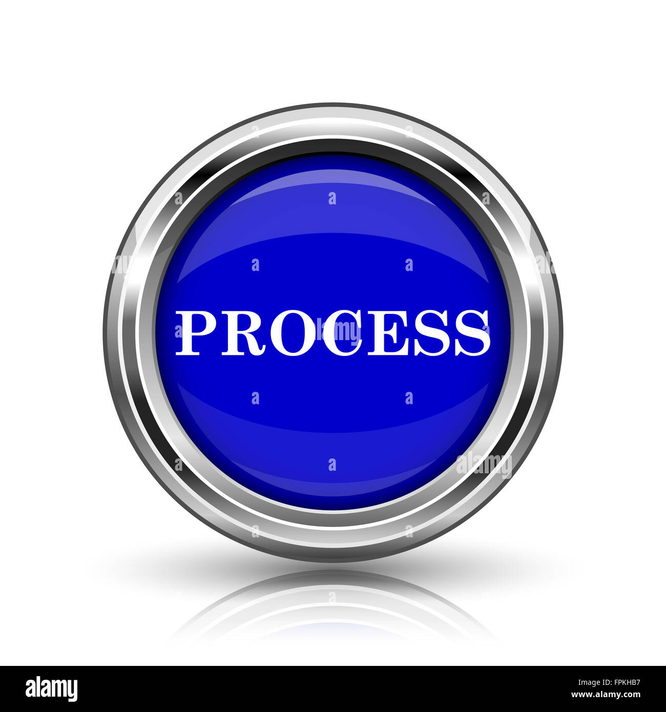 Process icon. Shiny glossy internet button on white background Stock ...