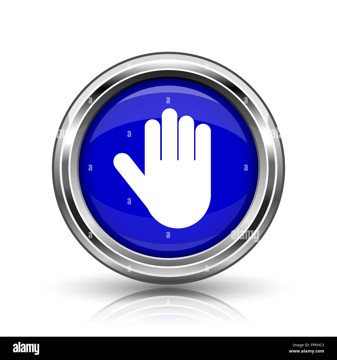 Stop icon. Shiny glossy internet button on white background Stock Photo ...