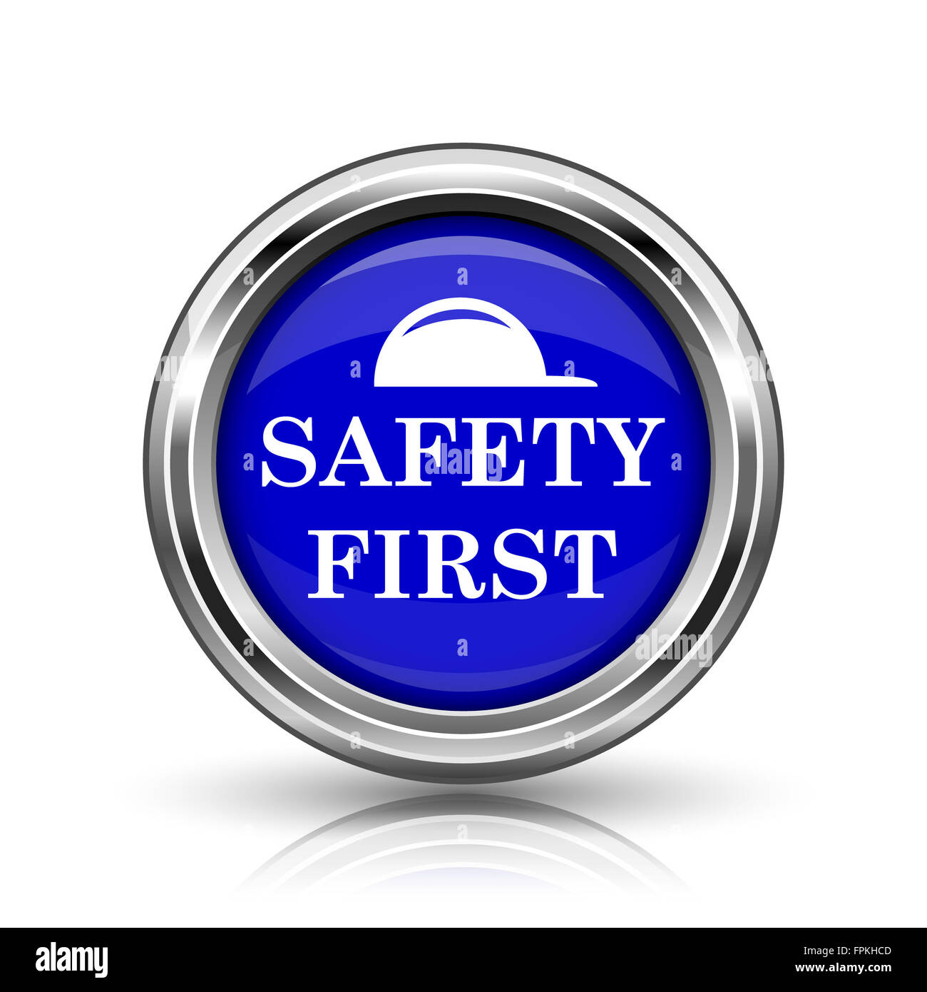 Safety first icon. Shiny glossy internet button on white background ...