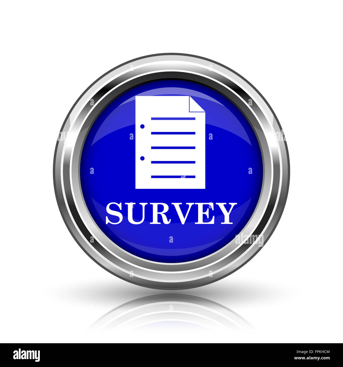 Survey icon. Shiny glossy internet button on white background Stock ...