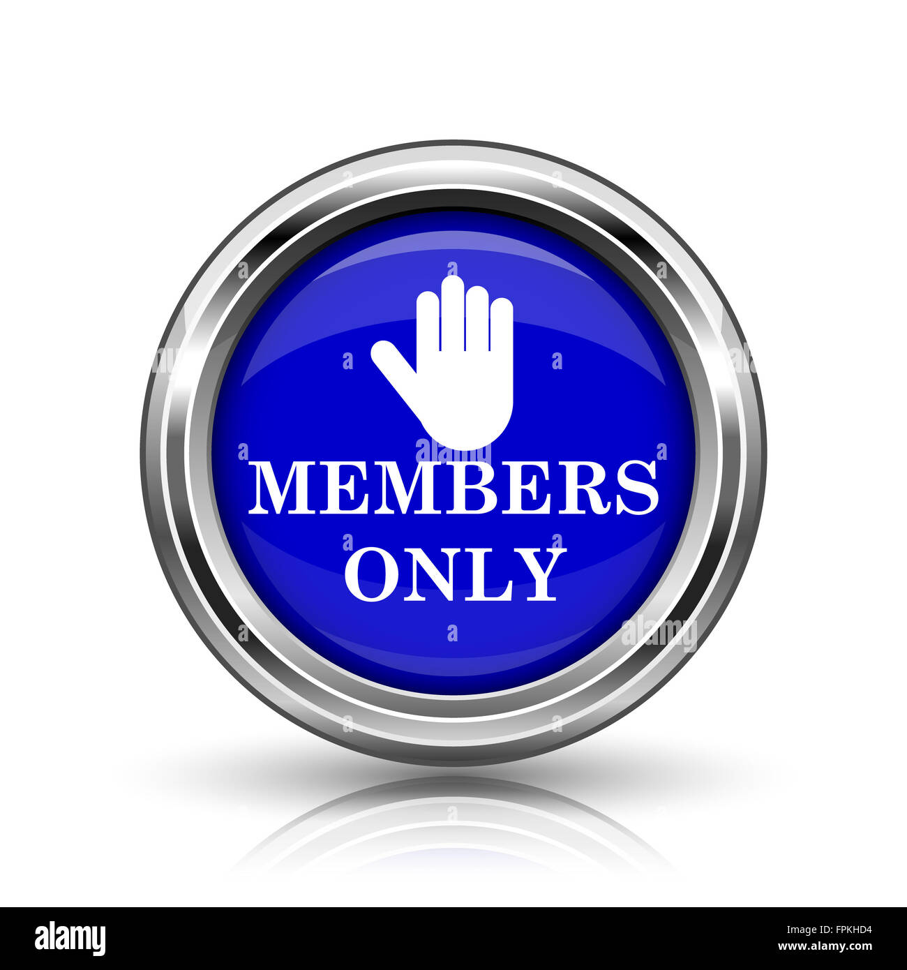 Members only icon. Shiny glossy internet button on white background ...