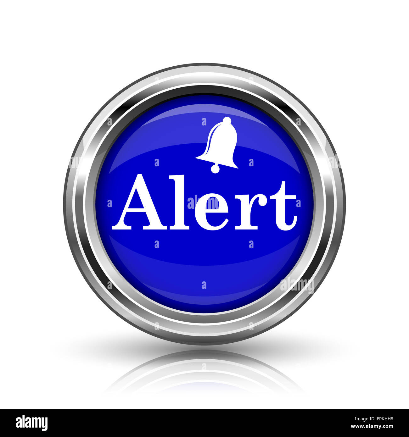 Alert icon. Shiny glossy internet button on white background Stock ...