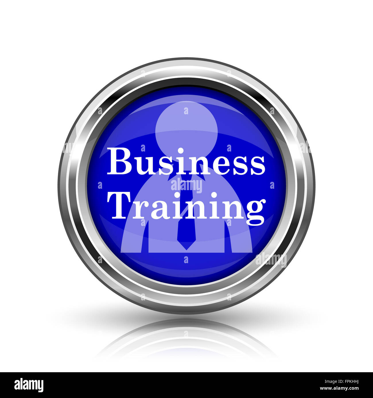 Business training icon. Shiny glossy internet button on white ...