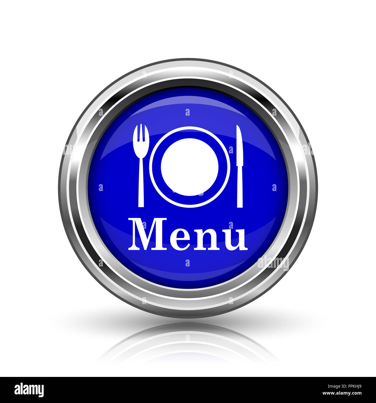 Menu icon. Shiny glossy internet button on white background Stock Photo ...