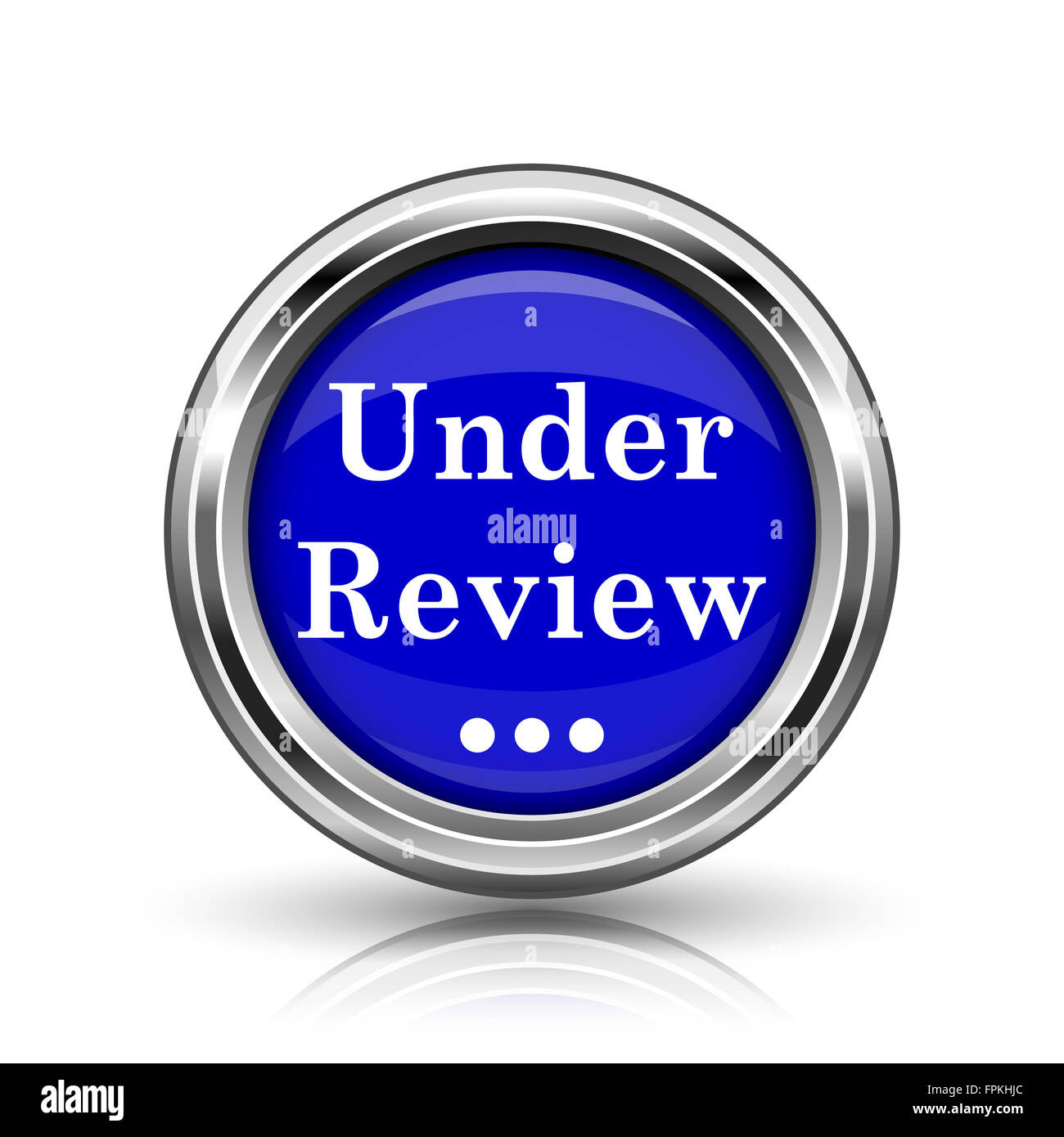 Under review icon. Shiny glossy internet button on white background ...