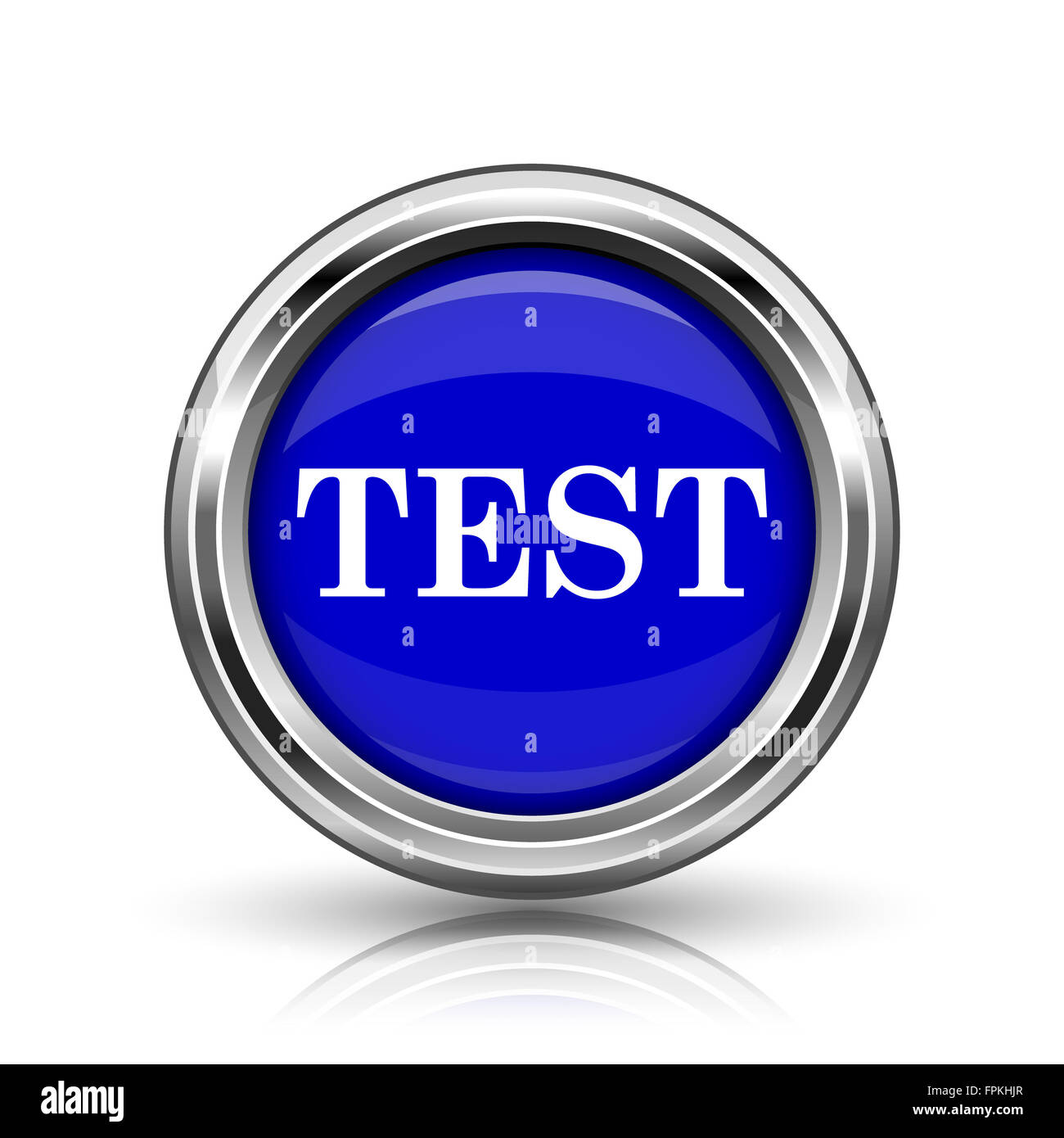 Test icon. Shiny glossy internet button on white background Stock Photo ...