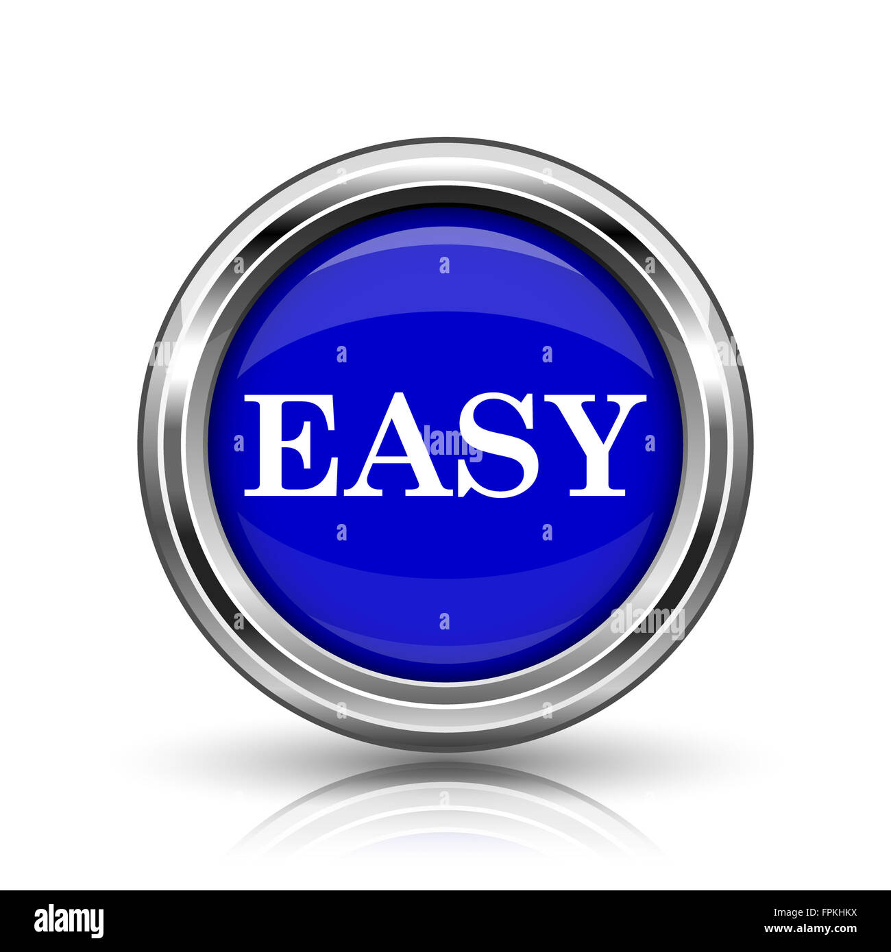 Easy icon. Shiny glossy internet button on white background Stock Photo ...