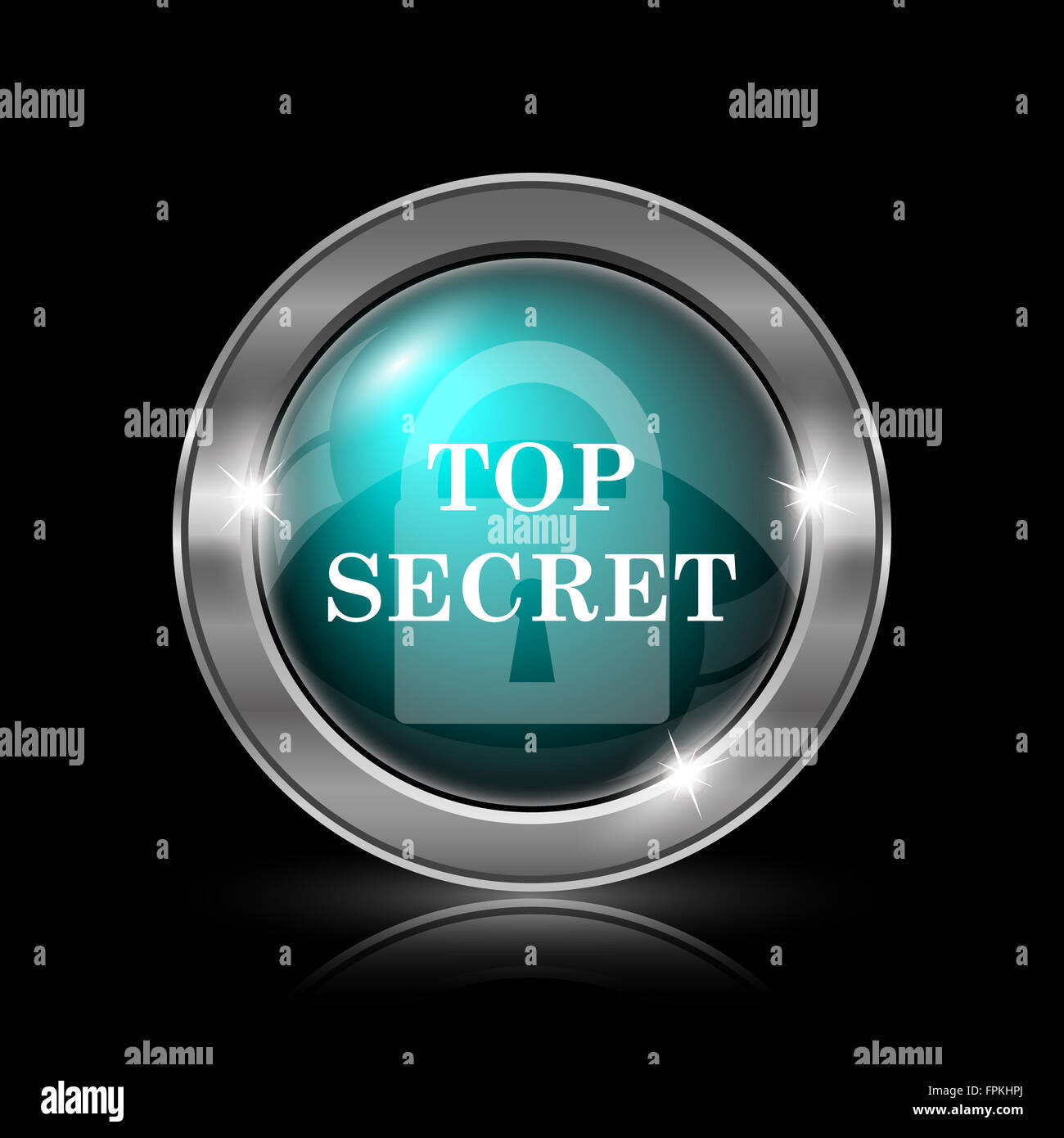 Top secret icon. Metallic internet button on black background Stock ...