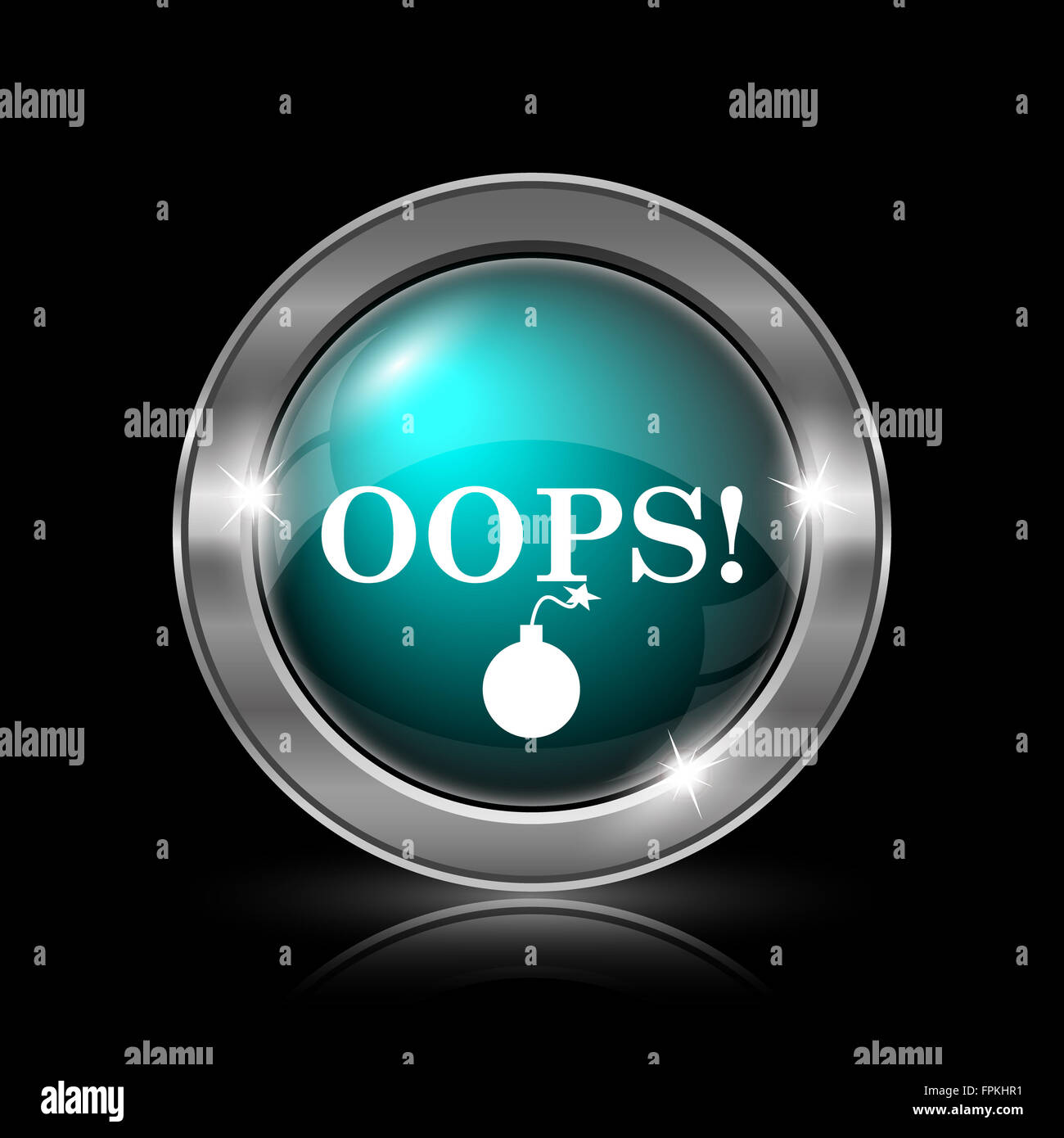 Oops icon. Metallic internet button on black background Stock Photo - Alamy