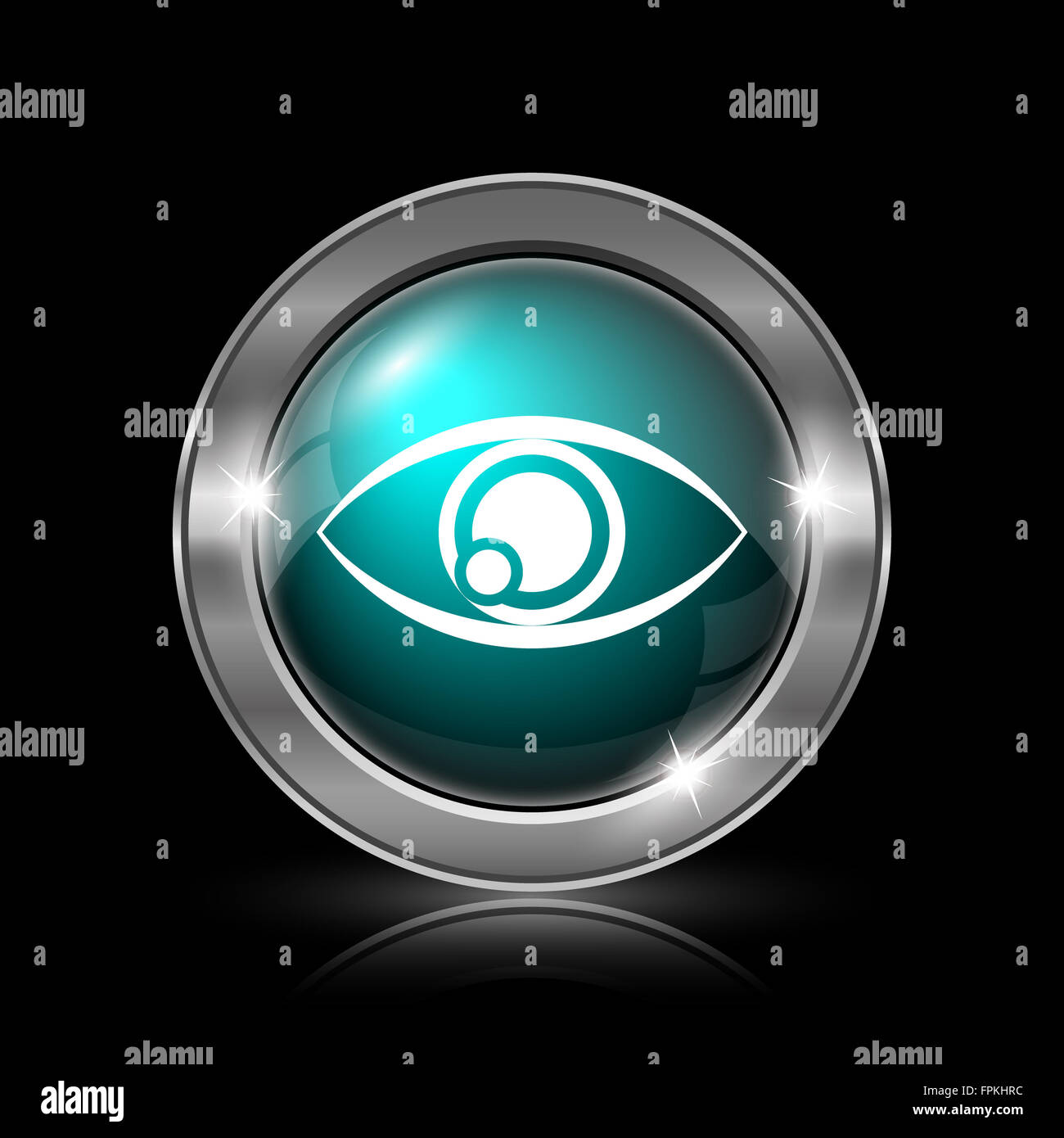 Eye icon. Metallic internet button on black background Stock Photo - Alamy
