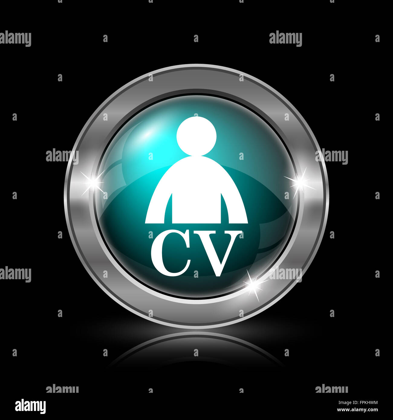 CV icon. Metallic internet button on black background Stock Photo - Alamy