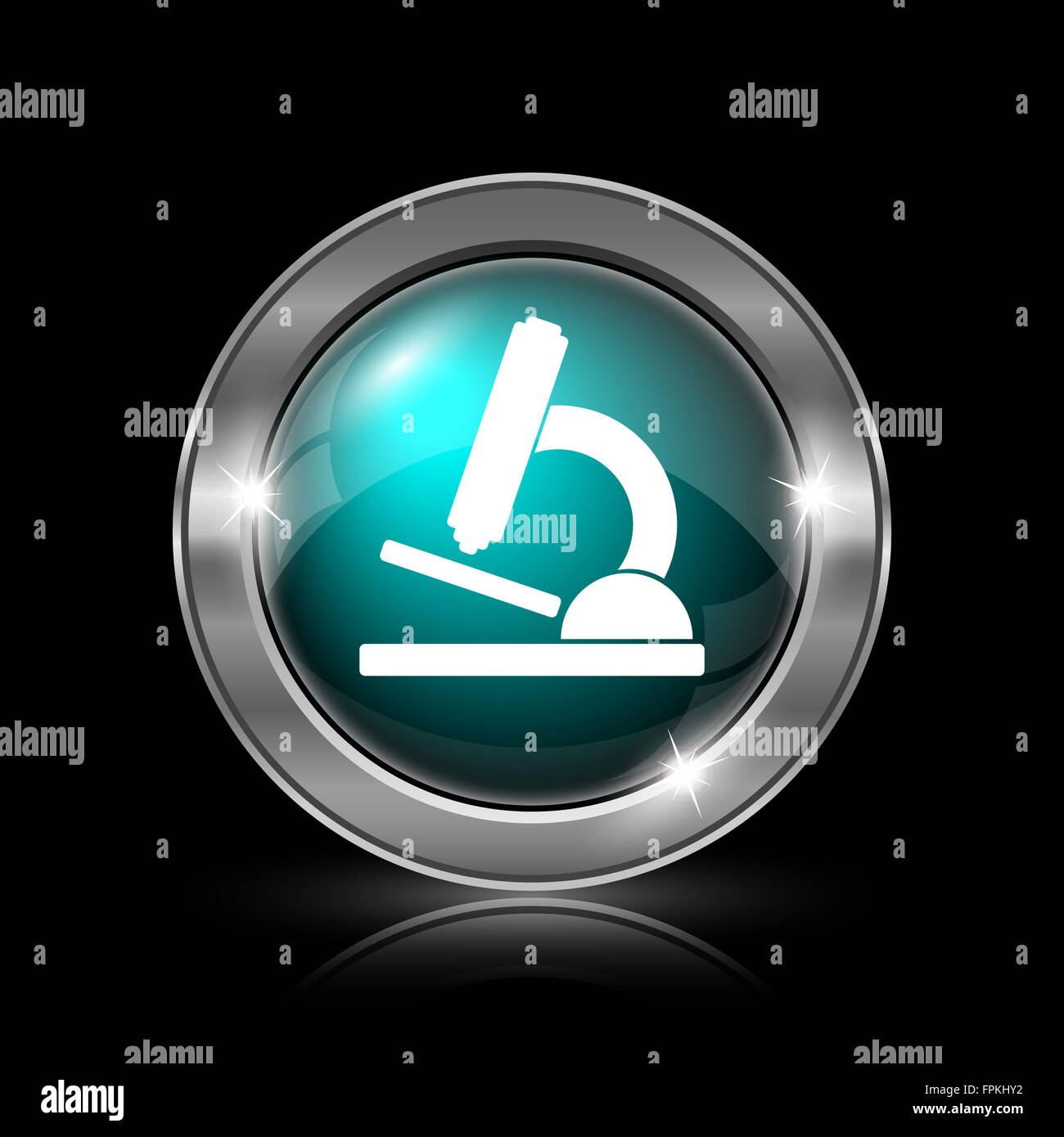 Microscope icon. Metallic internet button on black background Stock ...
