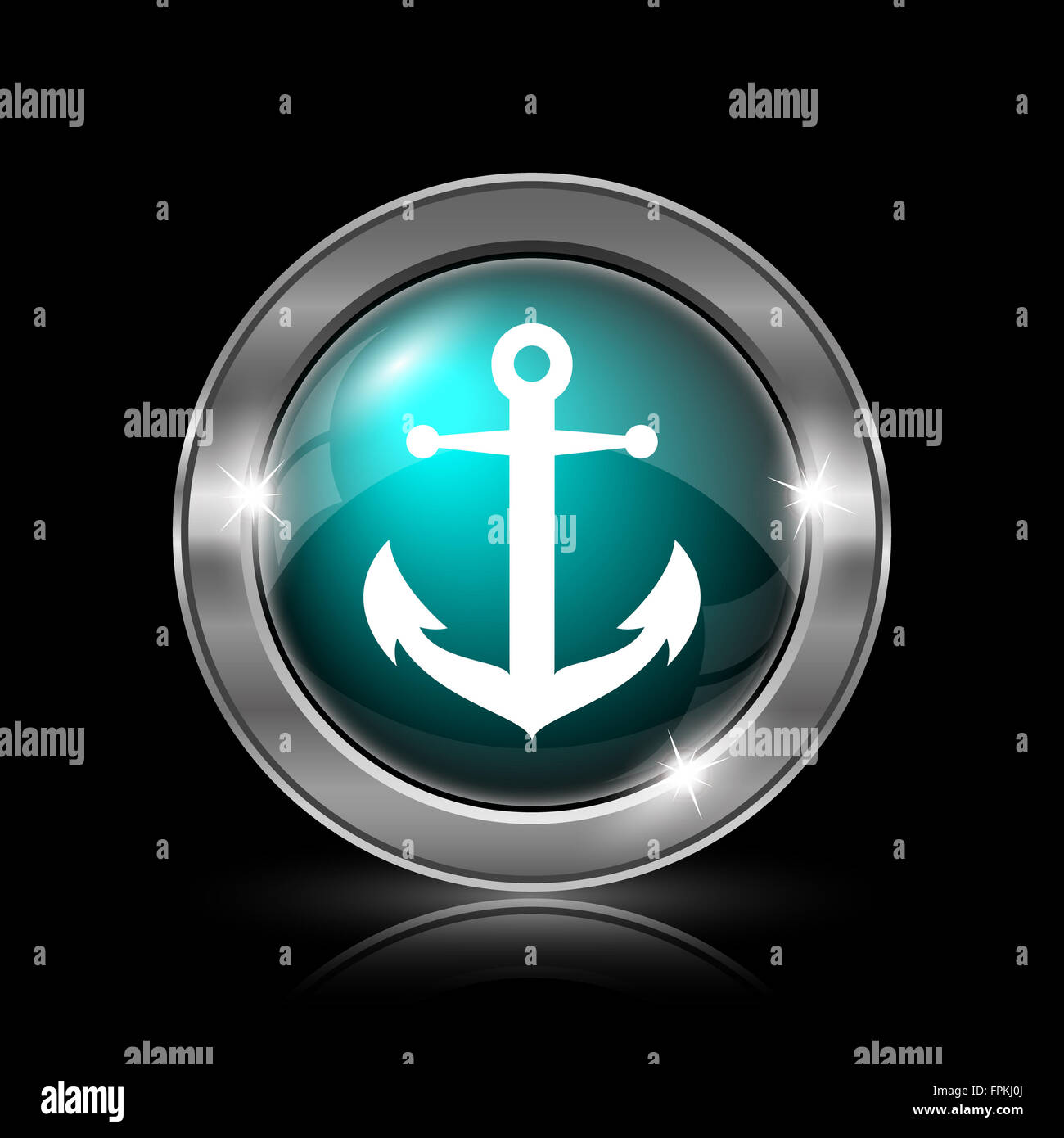 Anchor icon. Metallic internet button on black background Stock Photo ...