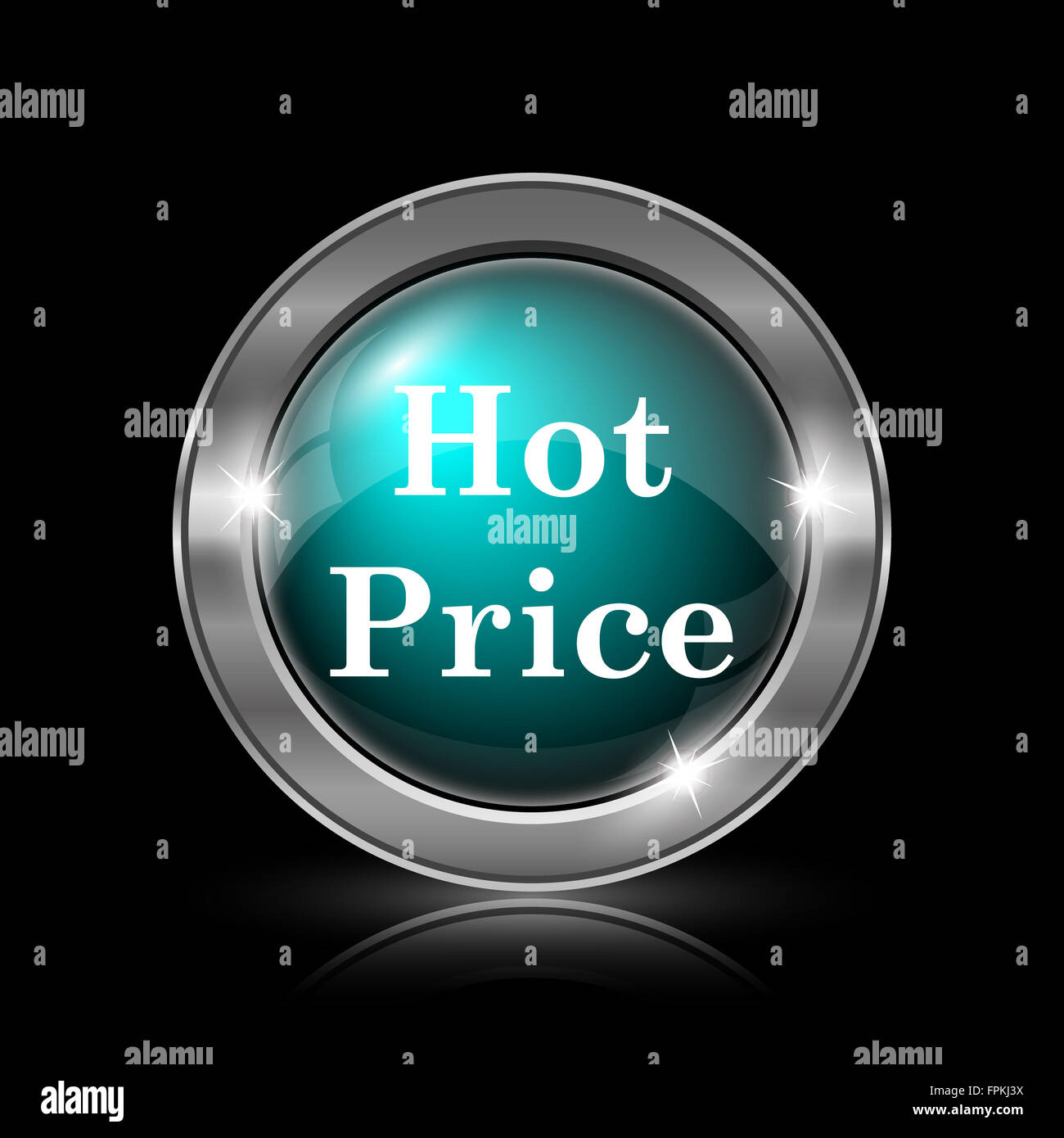 Hot price icon. Metallic internet button on black background Stock ...