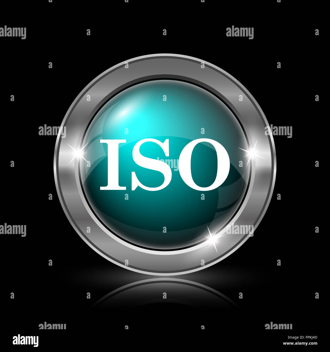 ISO icon. Metallic internet button on black background Stock Photo - Alamy