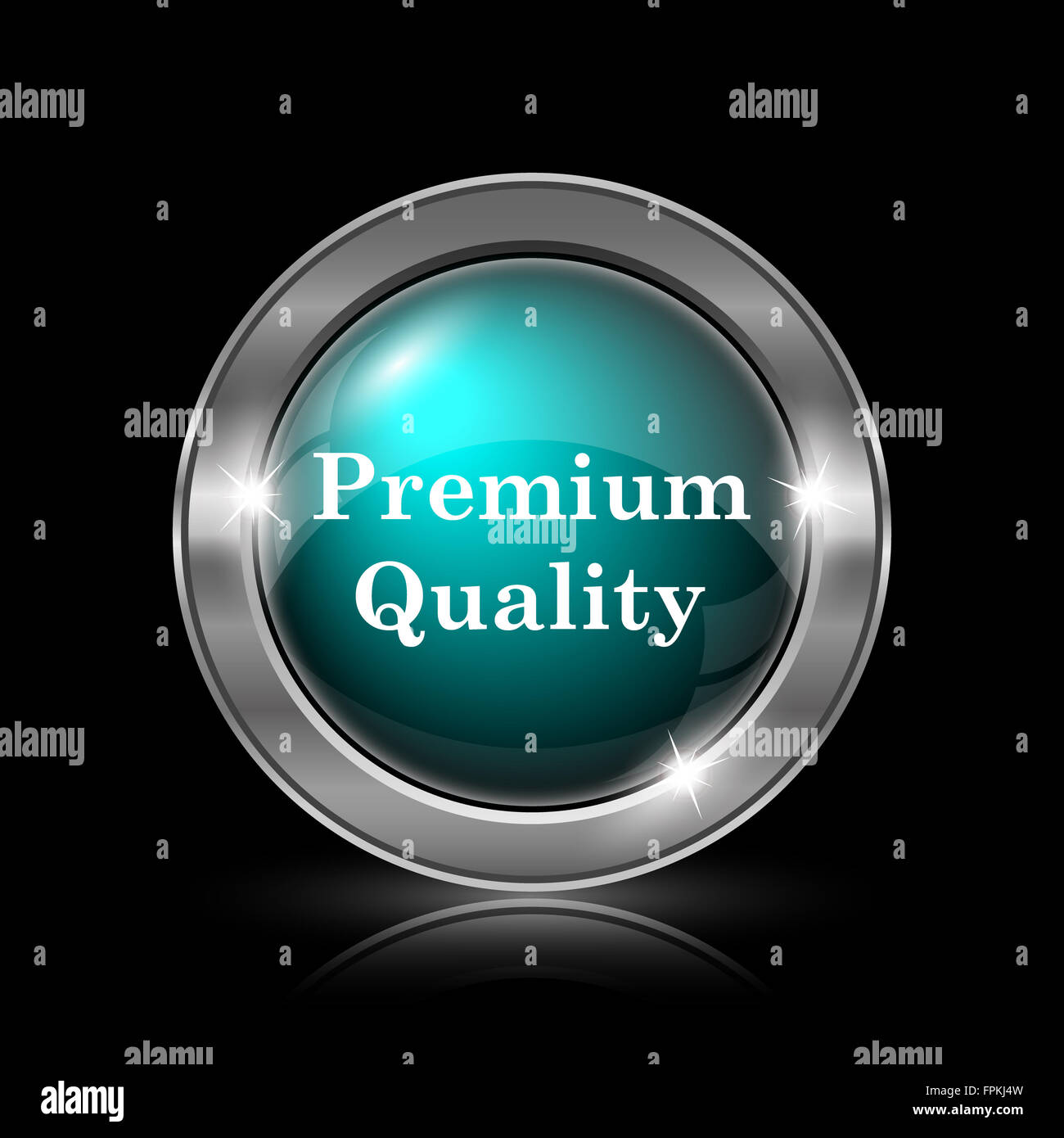 Premium quality icon. Metallic internet button on black background ...