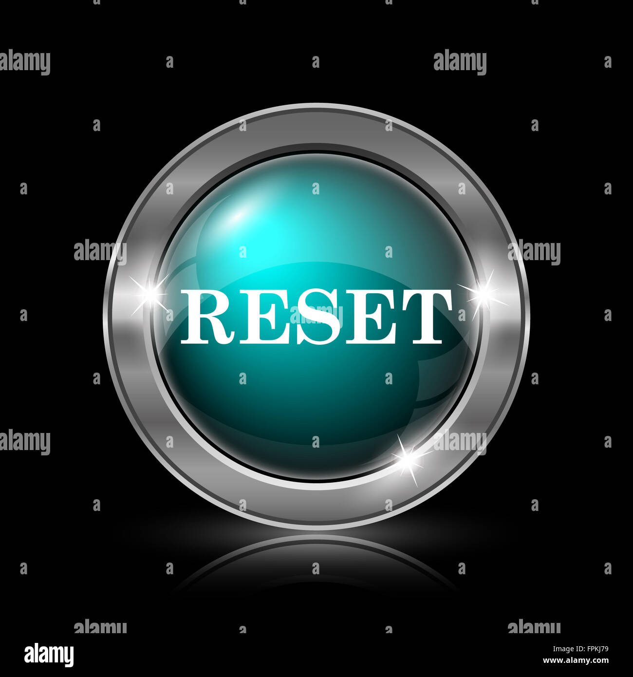 Reset icon. Metallic internet button on black background Stock Photo ...