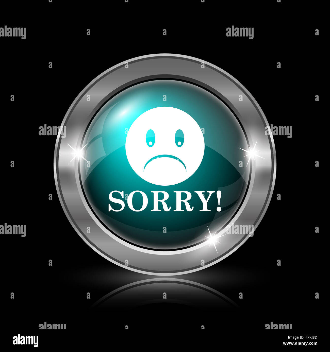 Sorry icon. Metallic internet button on black background Stock Photo ...