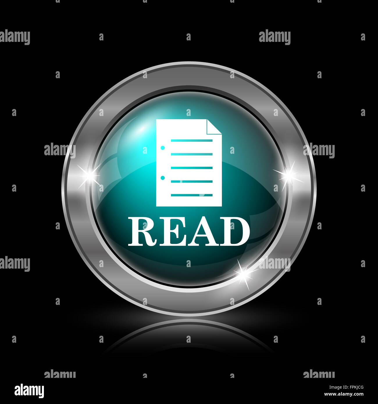 Read icon. Metallic internet button on black background Stock Photo - Alamy