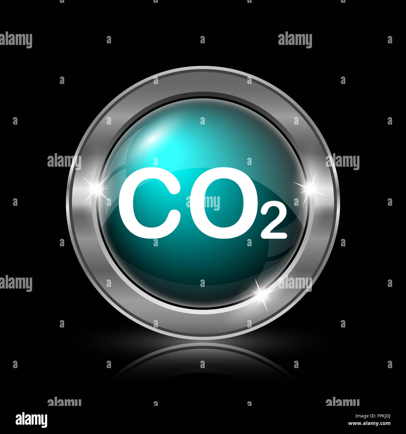 CO2 icon. Metallic internet button on black background Stock Photo - Alamy