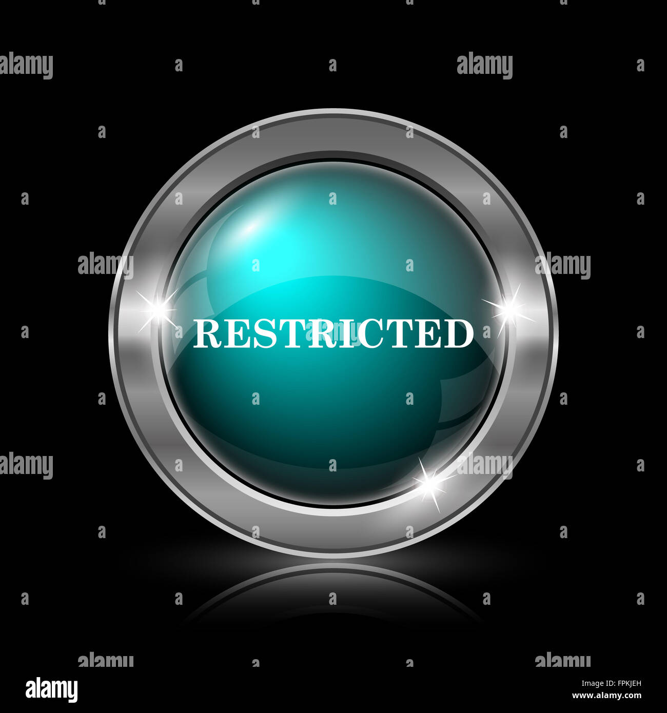 Restricted icon. Metallic internet button on black background Stock ...