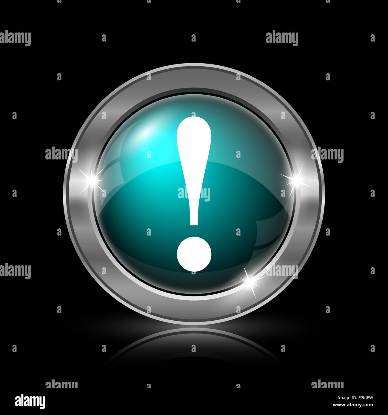 Attention icon. Metallic internet button on black background Stock ...