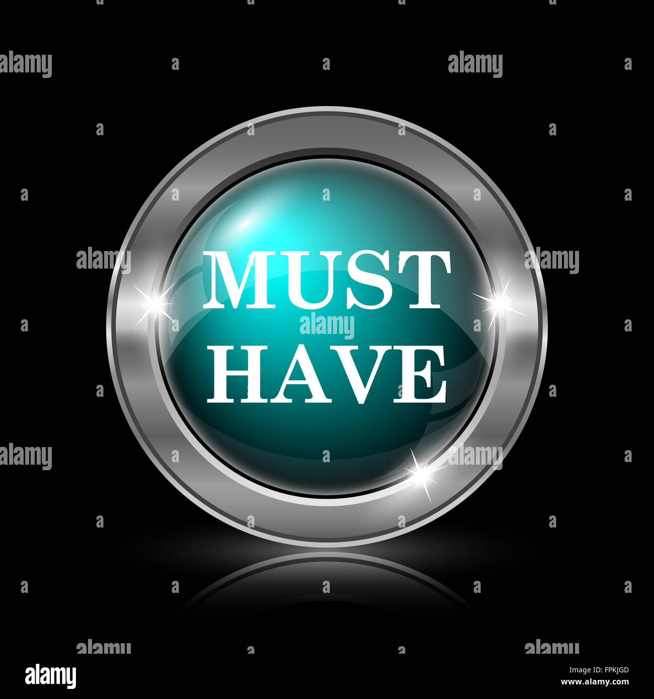 Must have icon. Metallic internet button on black background Stock ...