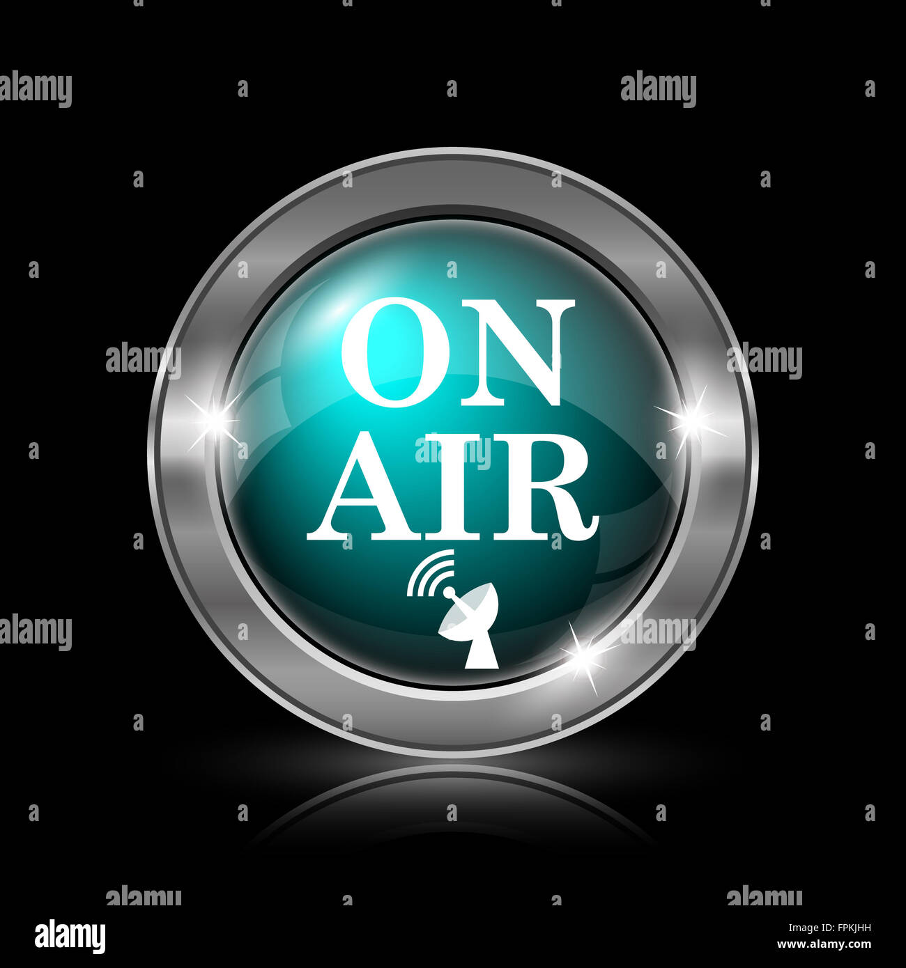 On air icon. Metallic internet button on black background Stock Photo ...
