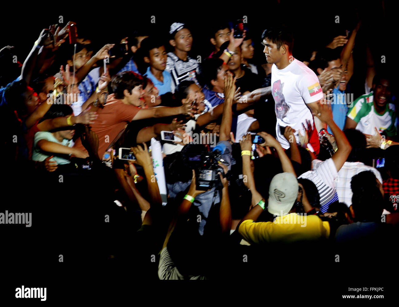 Yangon, Myanmar. 18th Mar, 2016. Mixed Martial Arts (MMA) fighter Aung ...