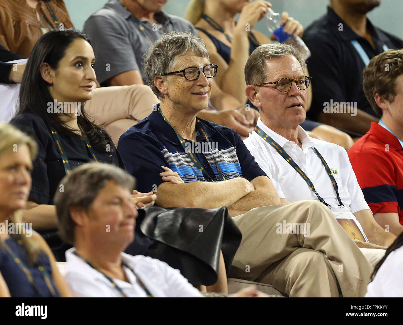 Indian Wells, California, USA. 18th Mar, 2016. Bill Gates watches a ...