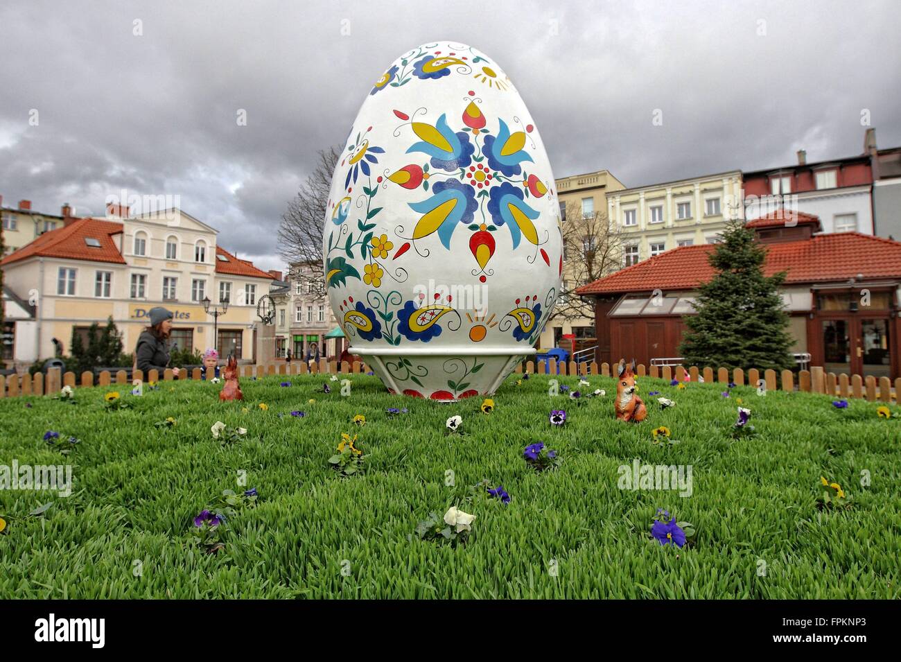 Wejherowo, Poland 19th, March 2016 Giant Easter egg painted in the ...