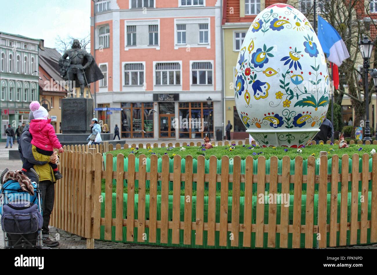 Wejherowo, Poland 19th, March 2016 Giant Easter egg painted in the ...