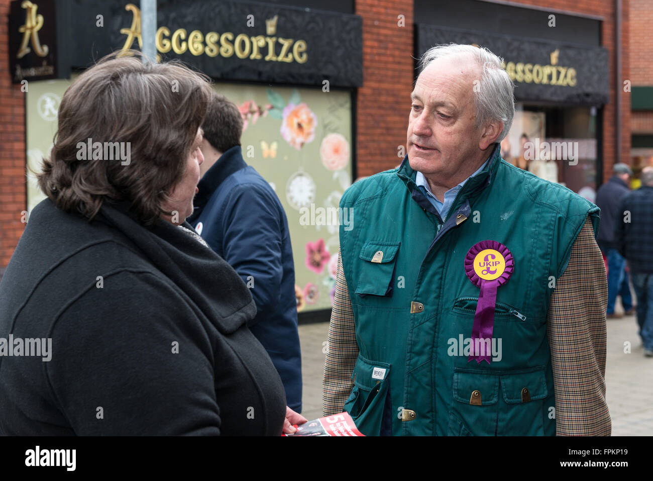 Carmarthen, Wales, UK. 19th March, 2016. Neil Hamilton canvasing in ...