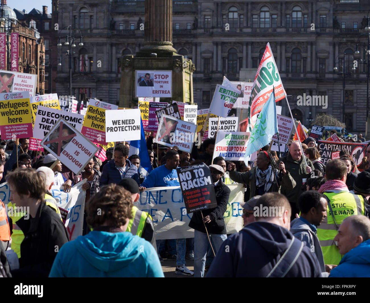 Glasgow, UK. 19th Mar, 2016. Thousands of people gather in Glasgow’s ...