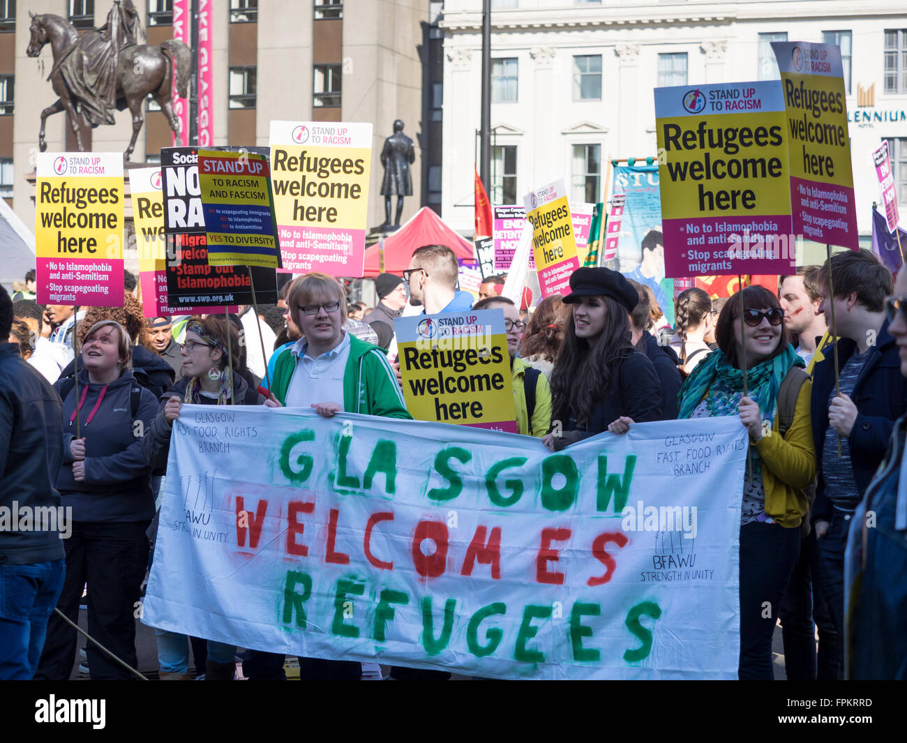 Glasgow, UK. 19th Mar, 2016. Thousands of people gather in Glasgow’s ...