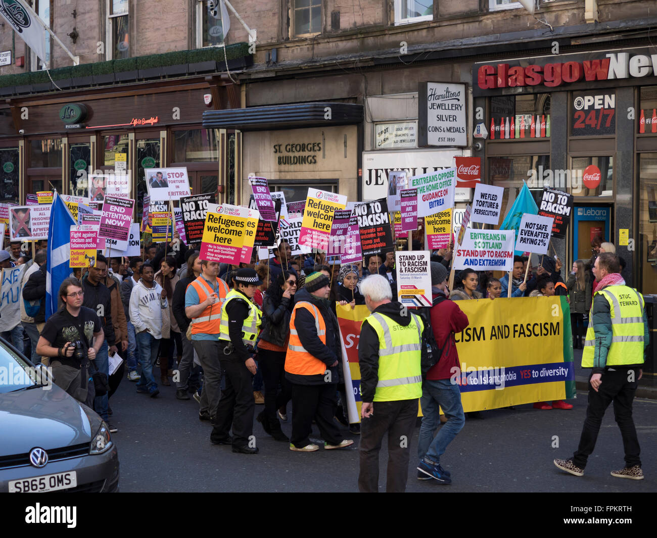 Glasgow, UK. 19th Mar, 2016. Thousands of people gather in Glasgow’s ...