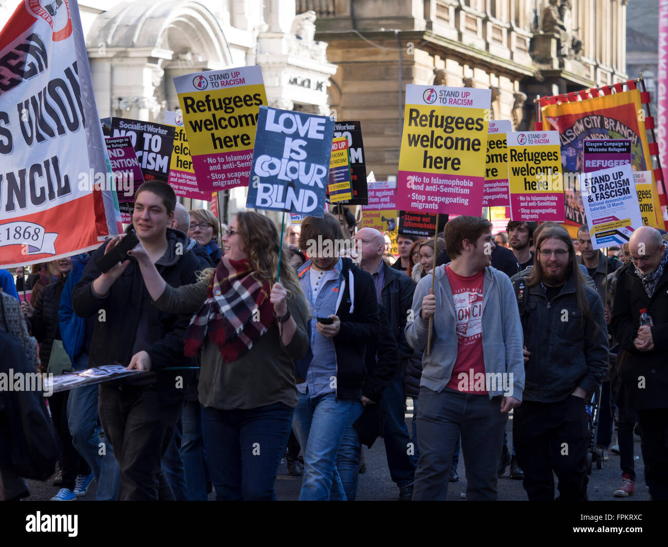 Glasgow, UK. 19th Mar, 2016. Thousands of people gather in Glasgow’s ...