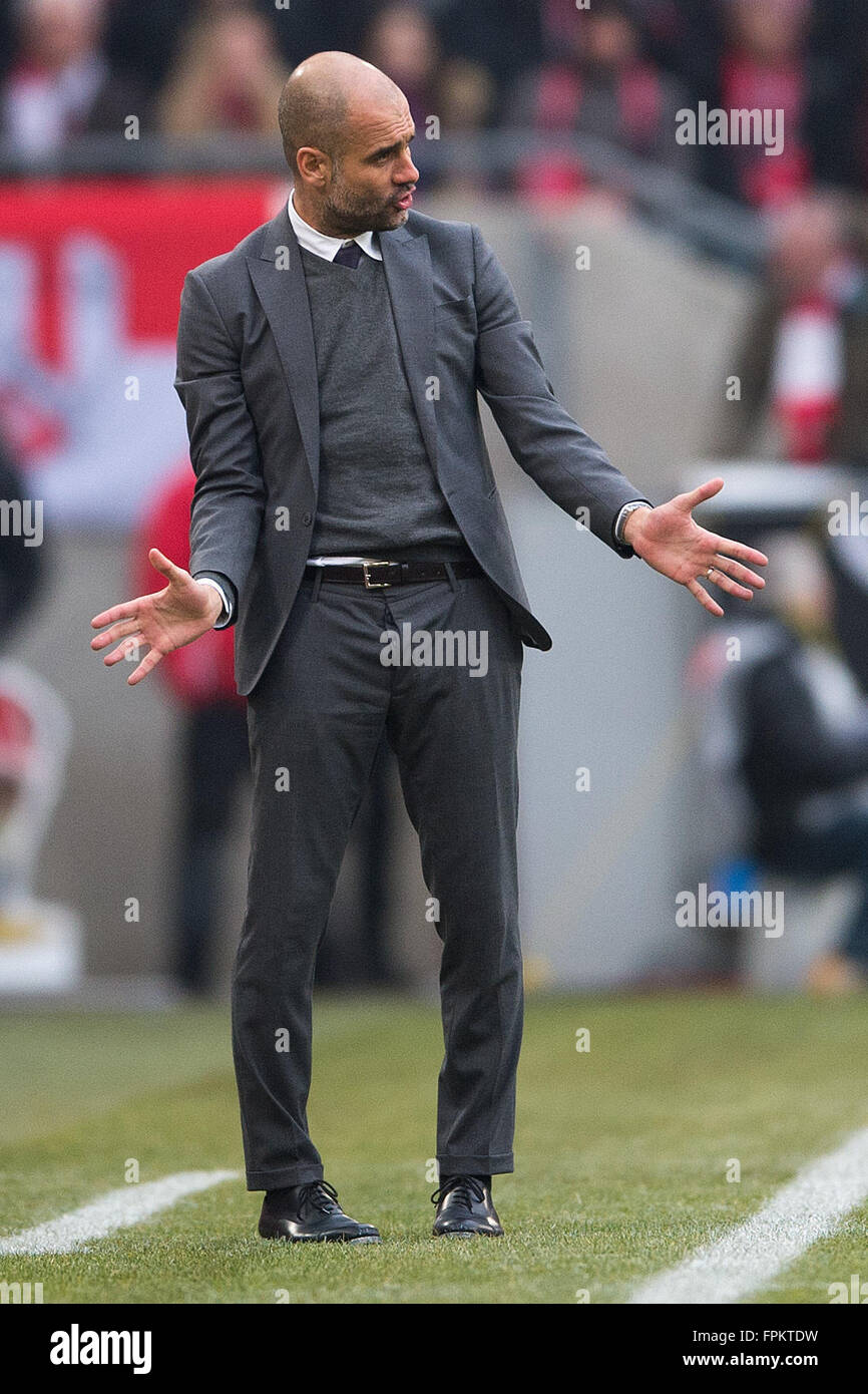 Cologne, Germany. 19th Mar, 2016. Munich's head coach Pep Guardiola ...