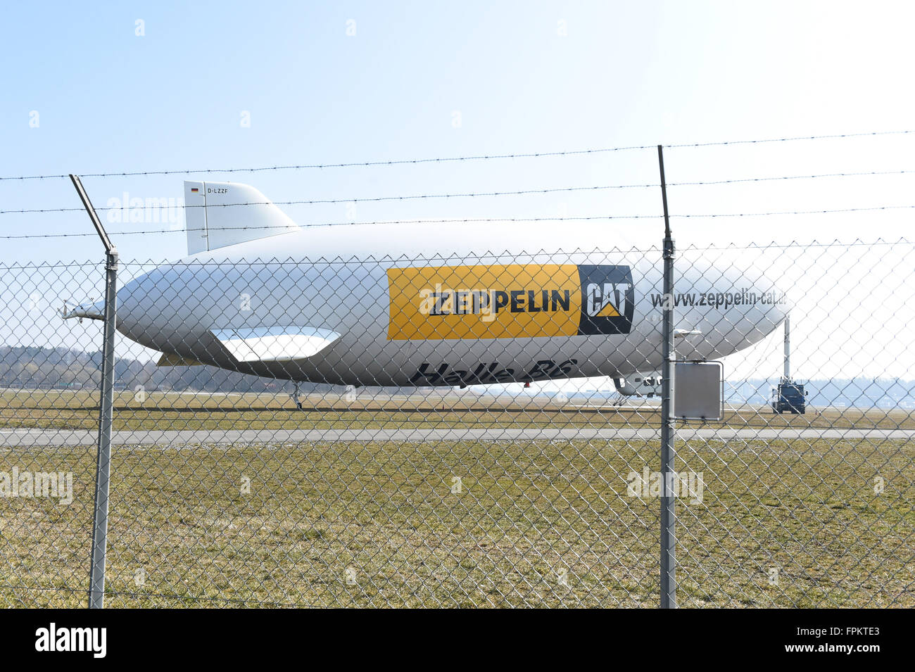A flight with a zeppelin above Bodensee lake near Friedrichshafen ...