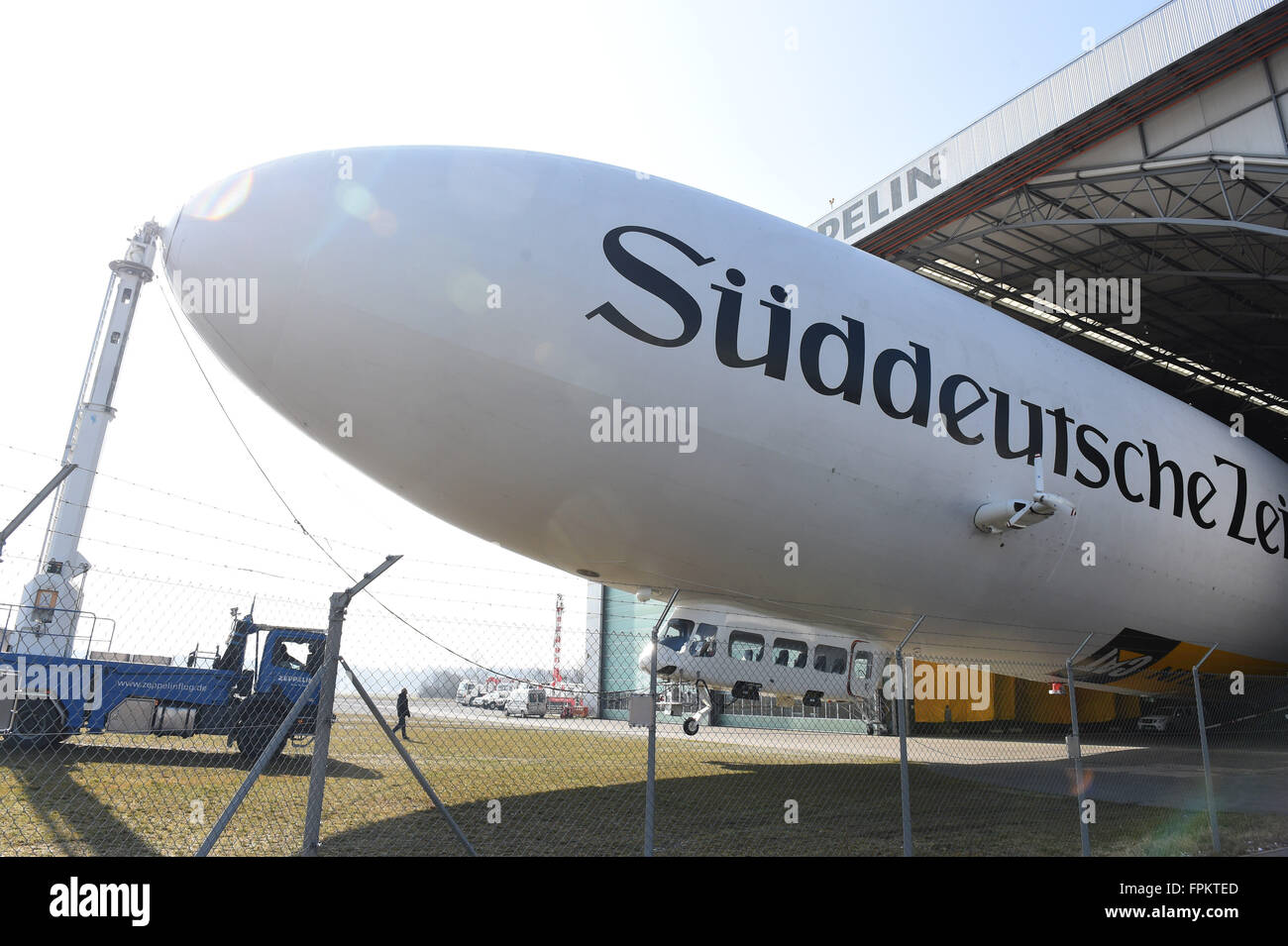A flight with a zeppelin above Bodensee lake near Friedrichshafen ...
