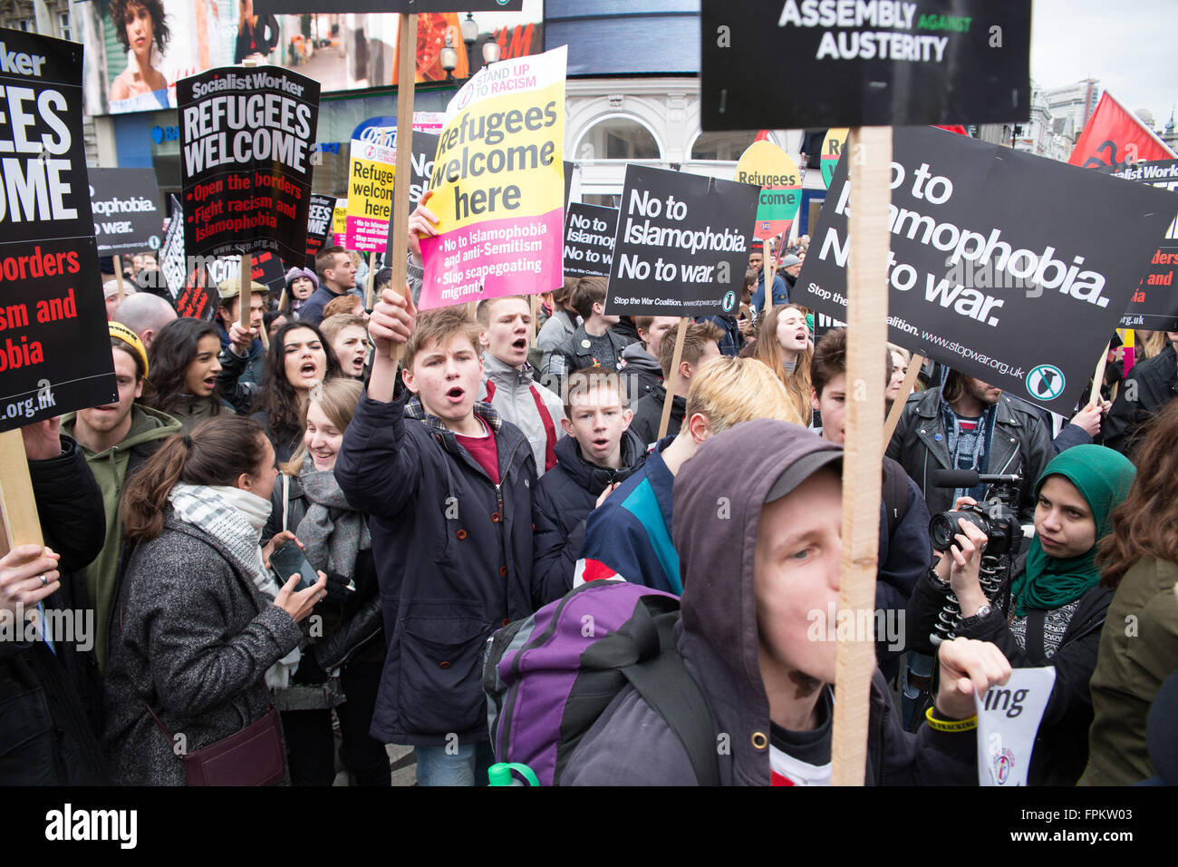 London, UK. 19th March 2016 Thousands of marchers during the anti ...