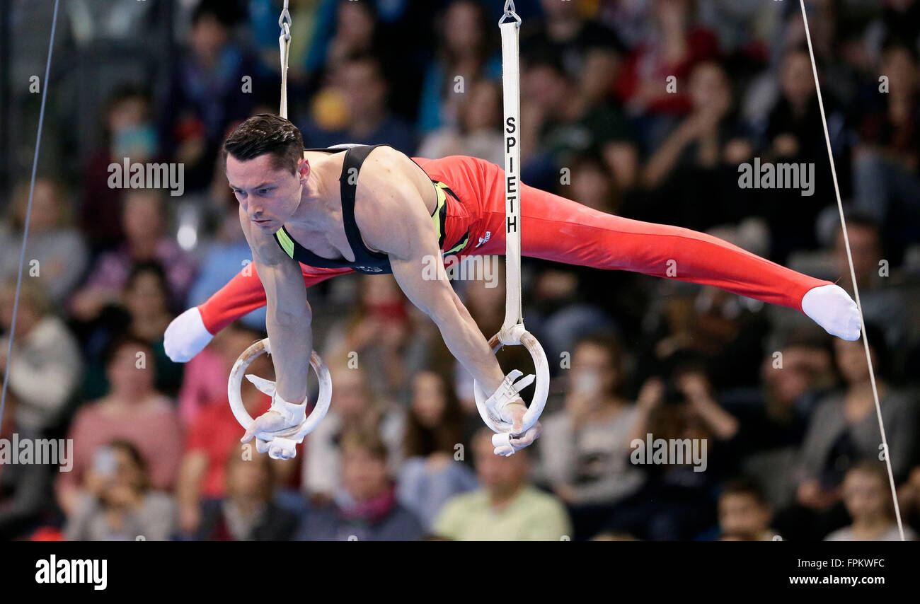 Andreas Toba from Germany during practice at the rings at the ...