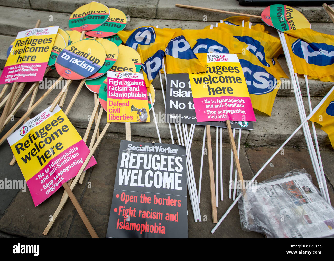 London, UK. 19th March 2016. UN Anti Racism, Refugees Welcome march and ...