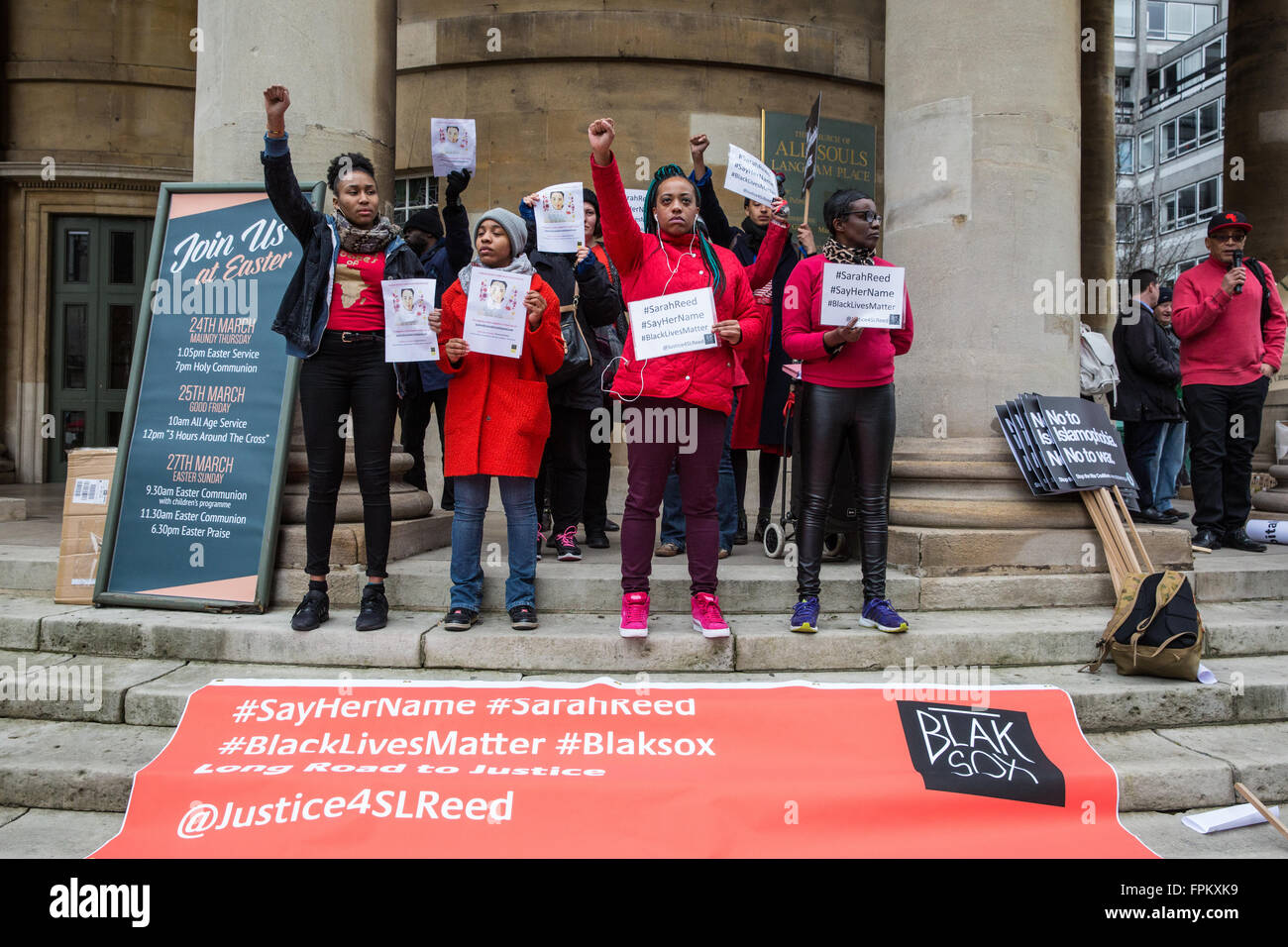 London, UK. 19th March, 2016. Campaigners from the Justice for Sarah ...
