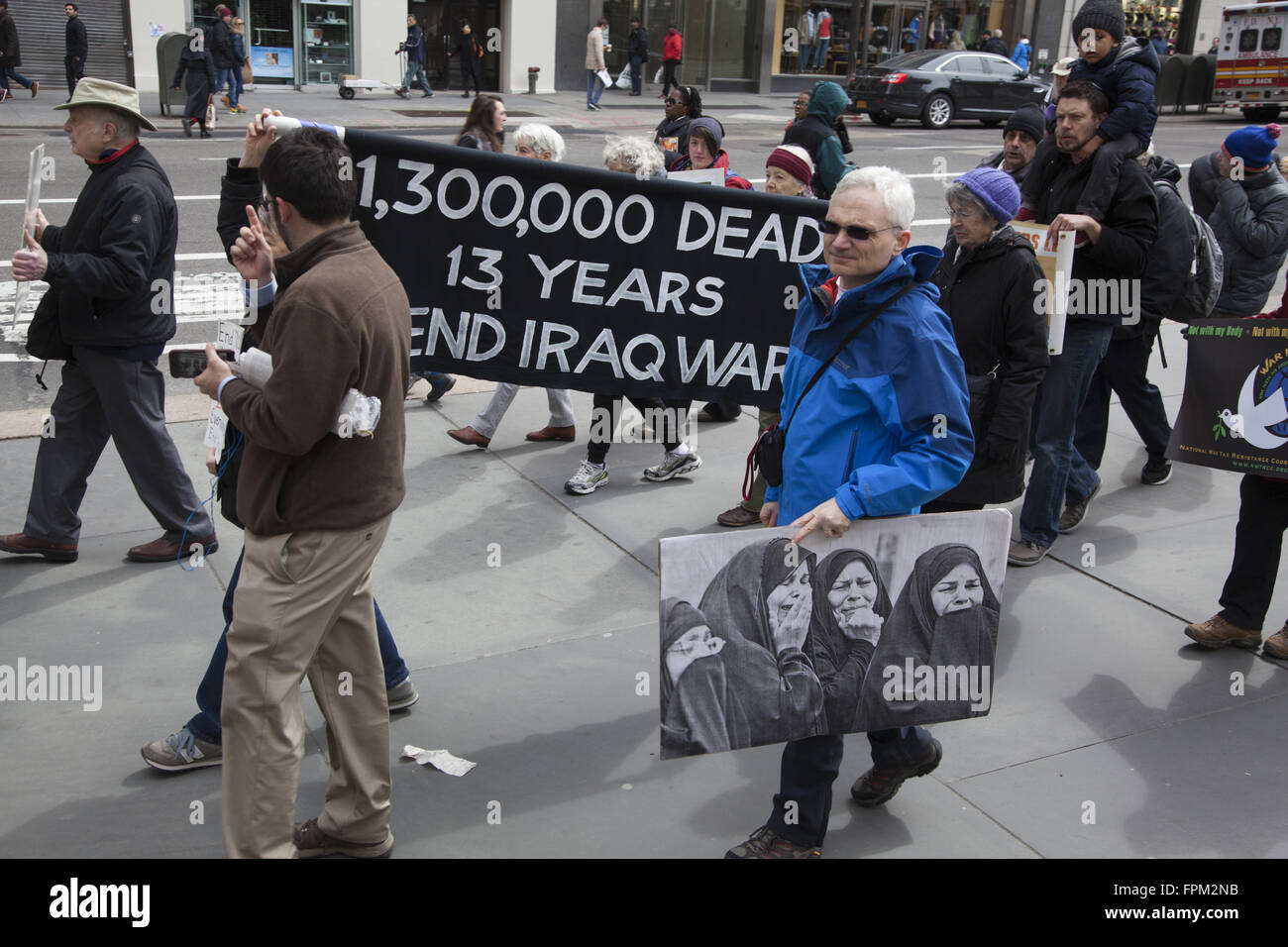 New York, USA. 19th Mar, 2016. Coalition of activist groups march and ...