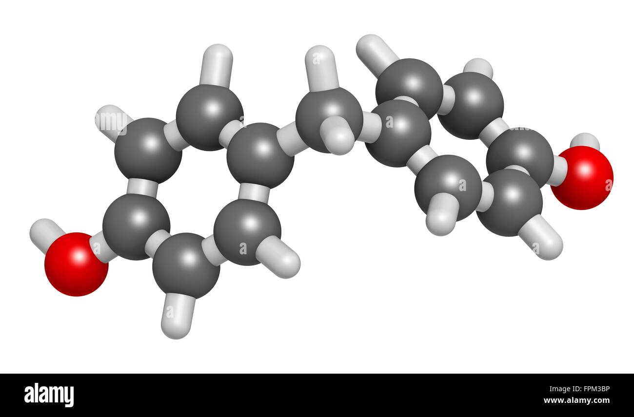Bisphenol F (BPF) molecule. Alternative for bisphenol A (BPA). Atoms ...