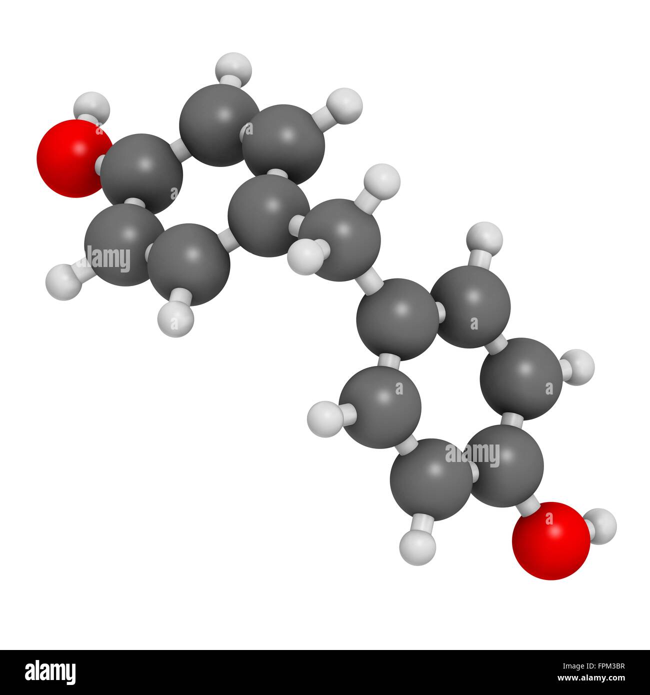 Bisphenol F (BPF) molecule. Alternative for bisphenol A (BPA). Atoms ...